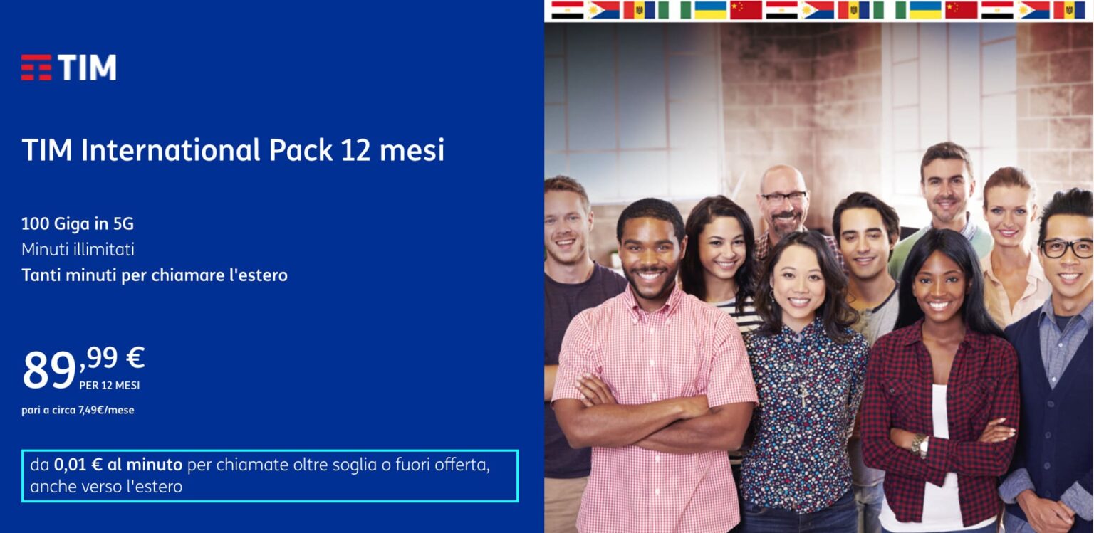 TIM International Pack, offerta annuale a 7,49 € al mese - TIM Magazine